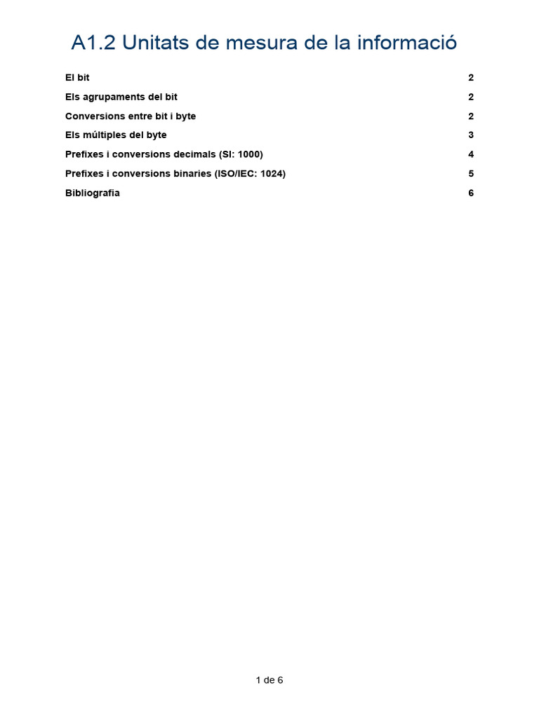 A1.2. Unitats de Mesura de La Informació | PDF