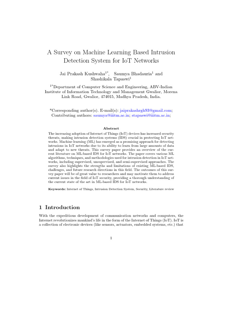 A Survey On Machine Learning Based Intrusion Pdf Security Computer Security