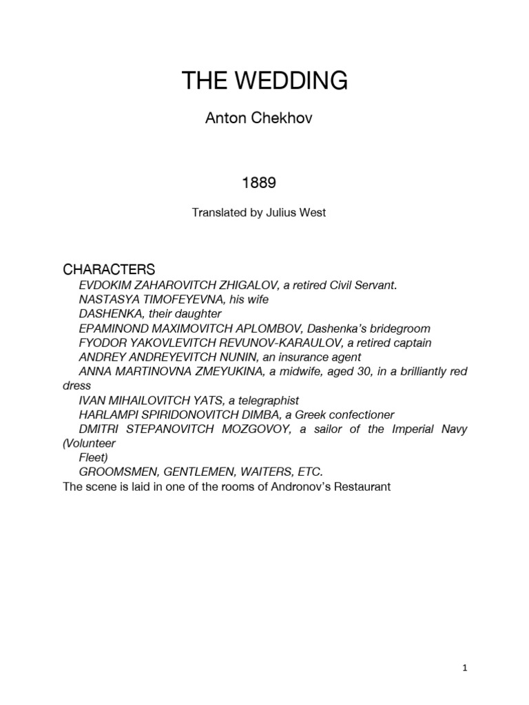 The Wedding Anton Chekhov | PDF