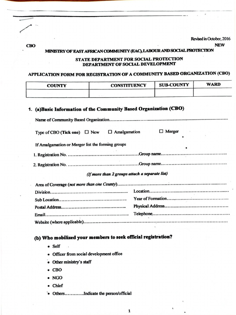 Registration For Cbo | PDF