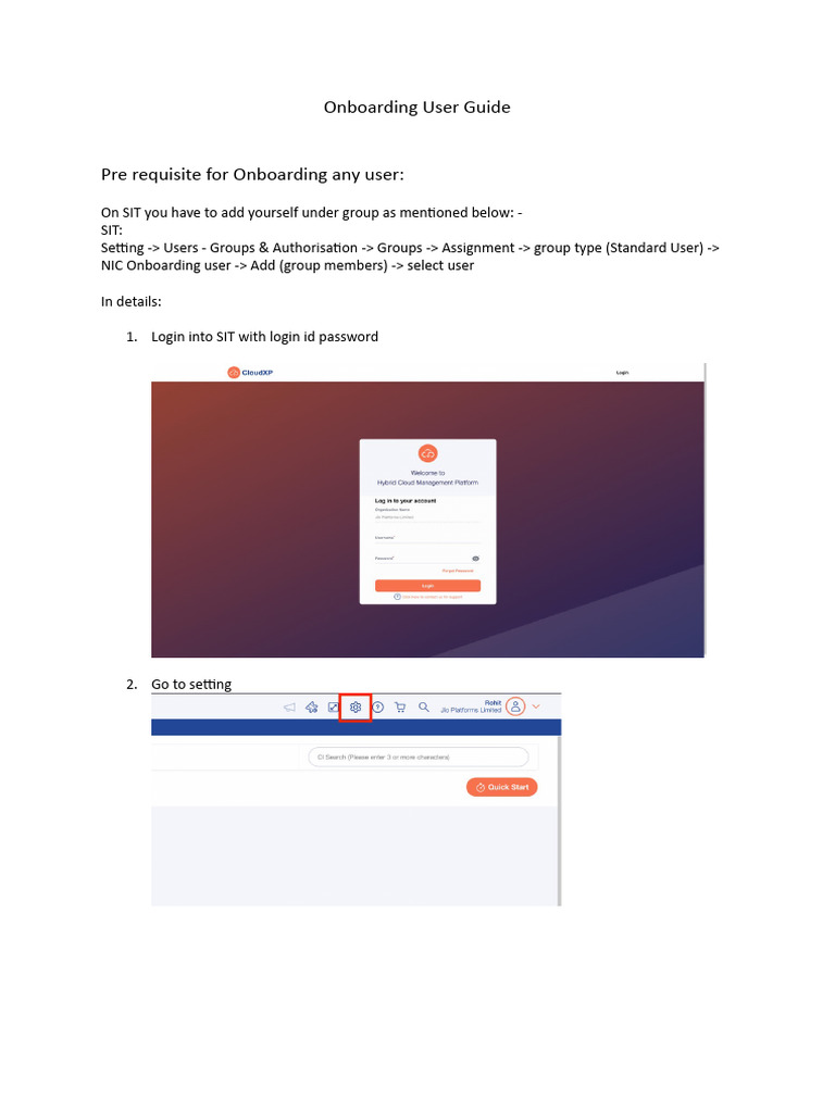 Onboarding User Guide | PDF