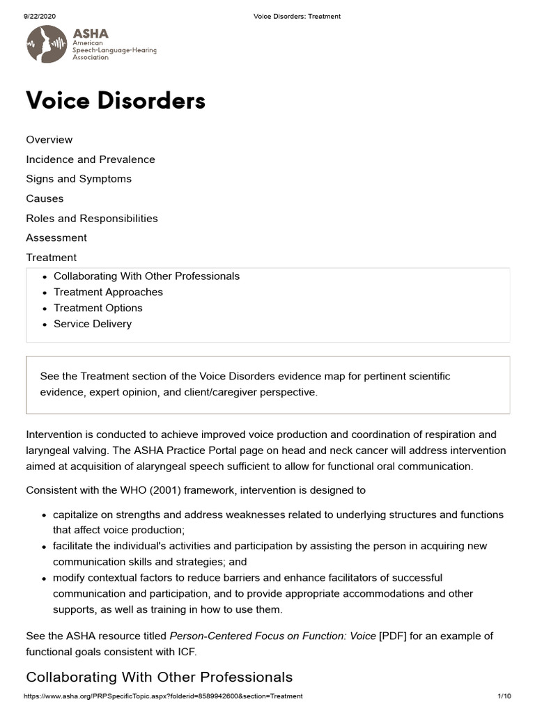 Voice Disorders - Treatment | PDF | Human Voice | Larynx