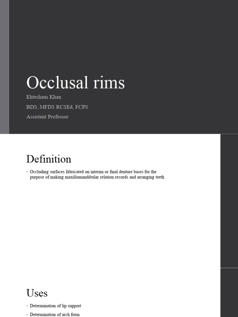 Occlusal Rims (Complete Denture) | PDF | Dentures | Mouth