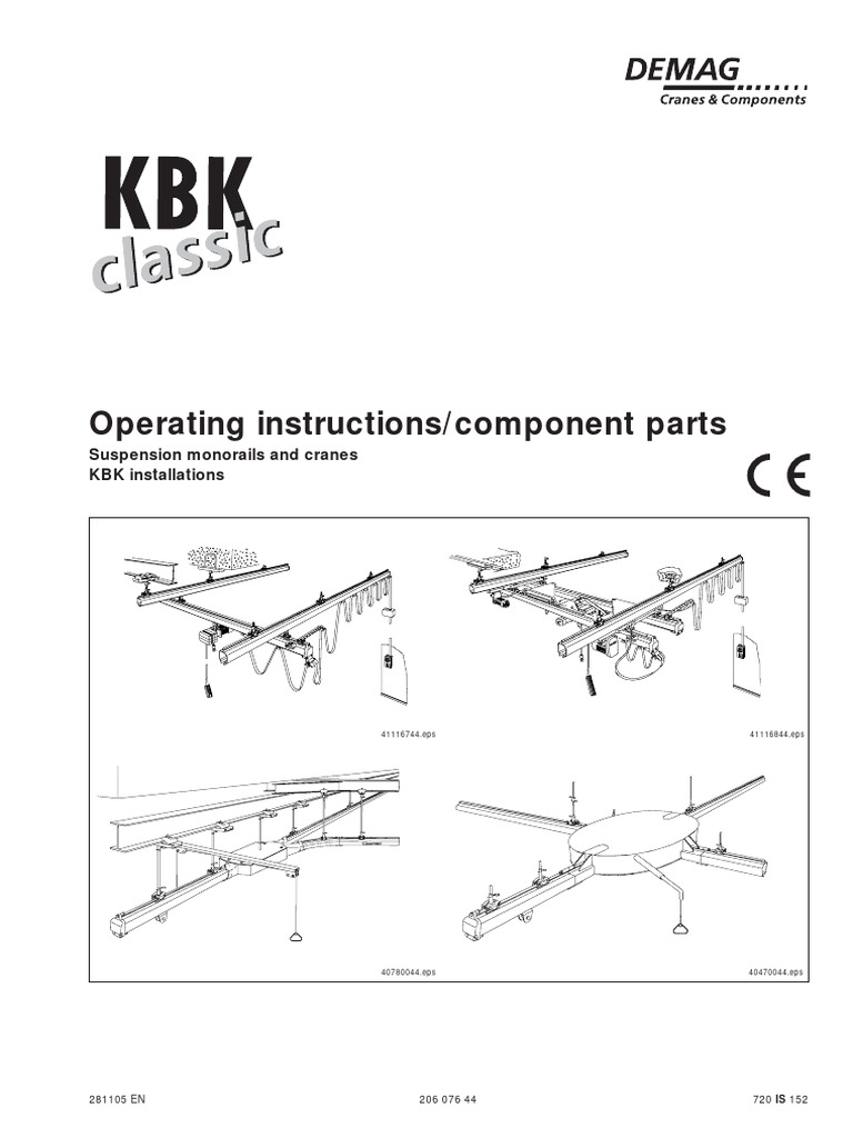 Operating Instructions/component Parts: Suspension Monorails and Cranes ...