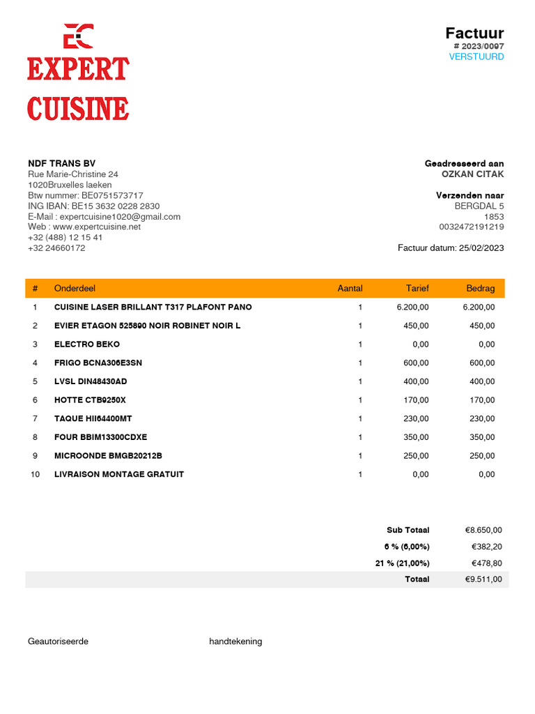 Facture Cuisine Équipée | PDF