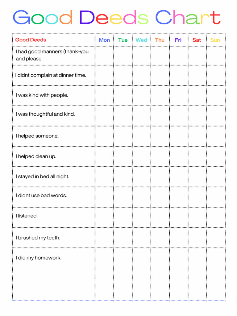 Good Deeds Chart 01 | PDF