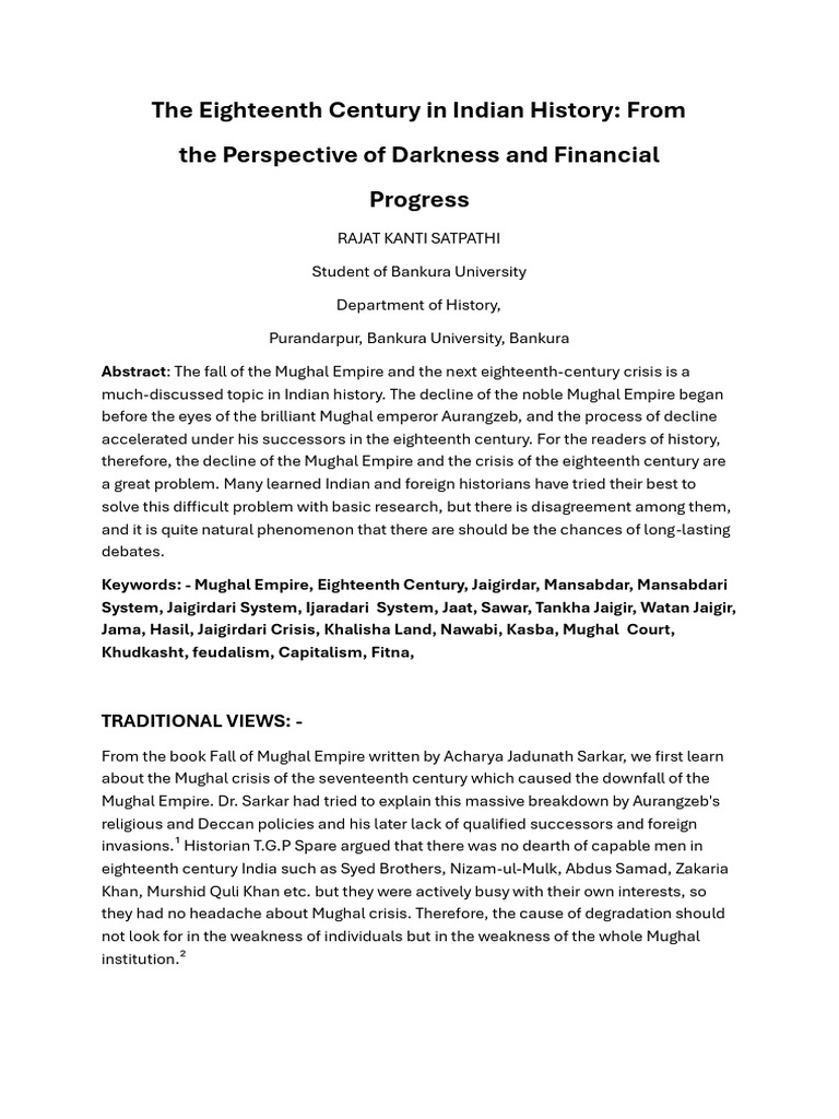 The Eighteenth Century in Indian History: From The Perspective of ...