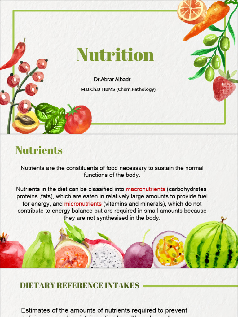 Nutrition L1 | PDF | Nutrients | Food Energy