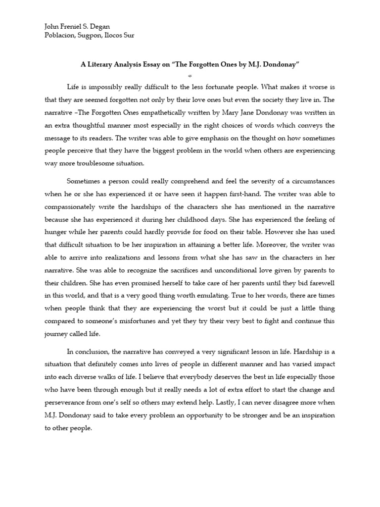 A Literary Analysis Essay On RESOLVING CONFLICTS | PDF | Narrative | Love