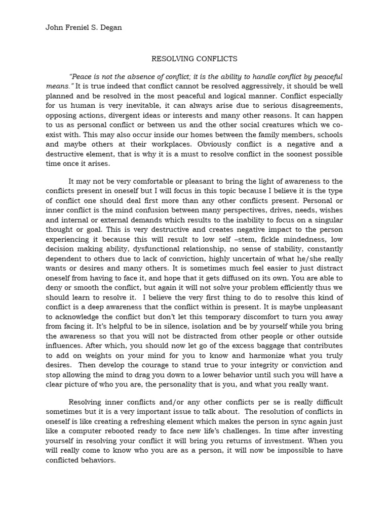 Resolving Conflicts | PDF Resolving Conflicts | PDF