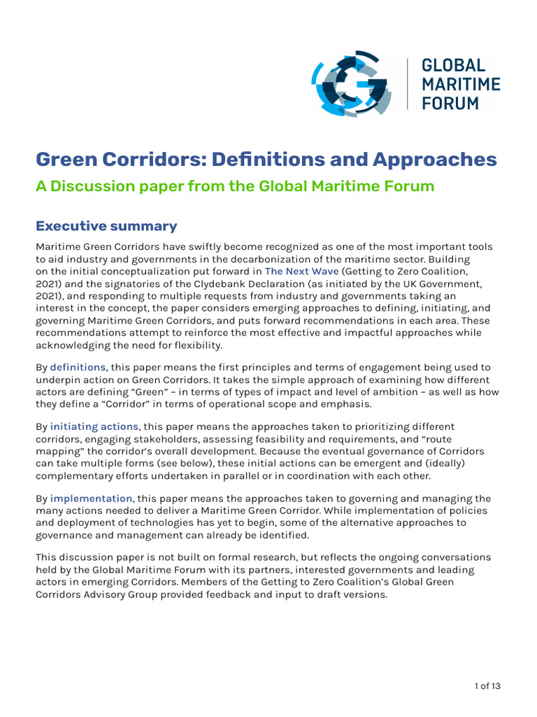 Discussion-paper_Green-Corridors-Definitions-and-Approaches | PDF ...