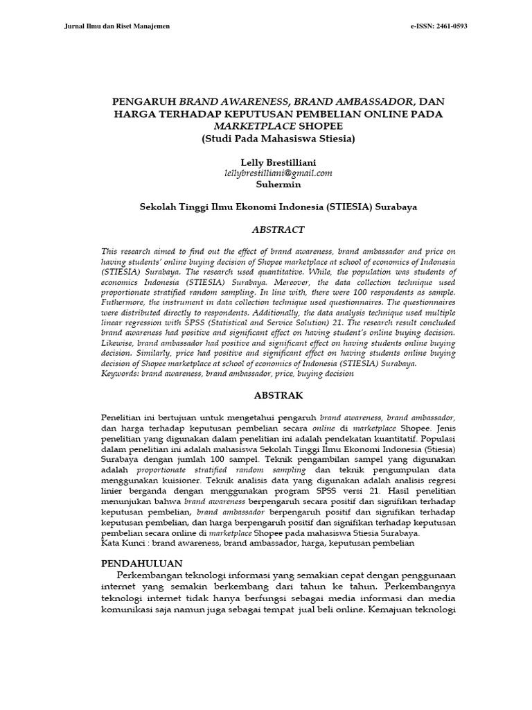 Jurnal - Lely - BA Terhadap Keputusan Pembelian | PDF | Information Technology | Science