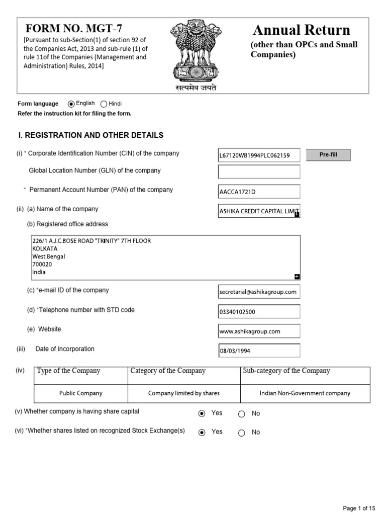 Annual Return for Large Companies | PDF