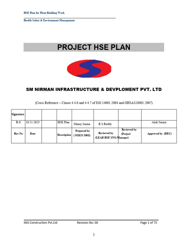 HSE PLAN - Plant Building | PDF | Occupational Safety And Health | Safety