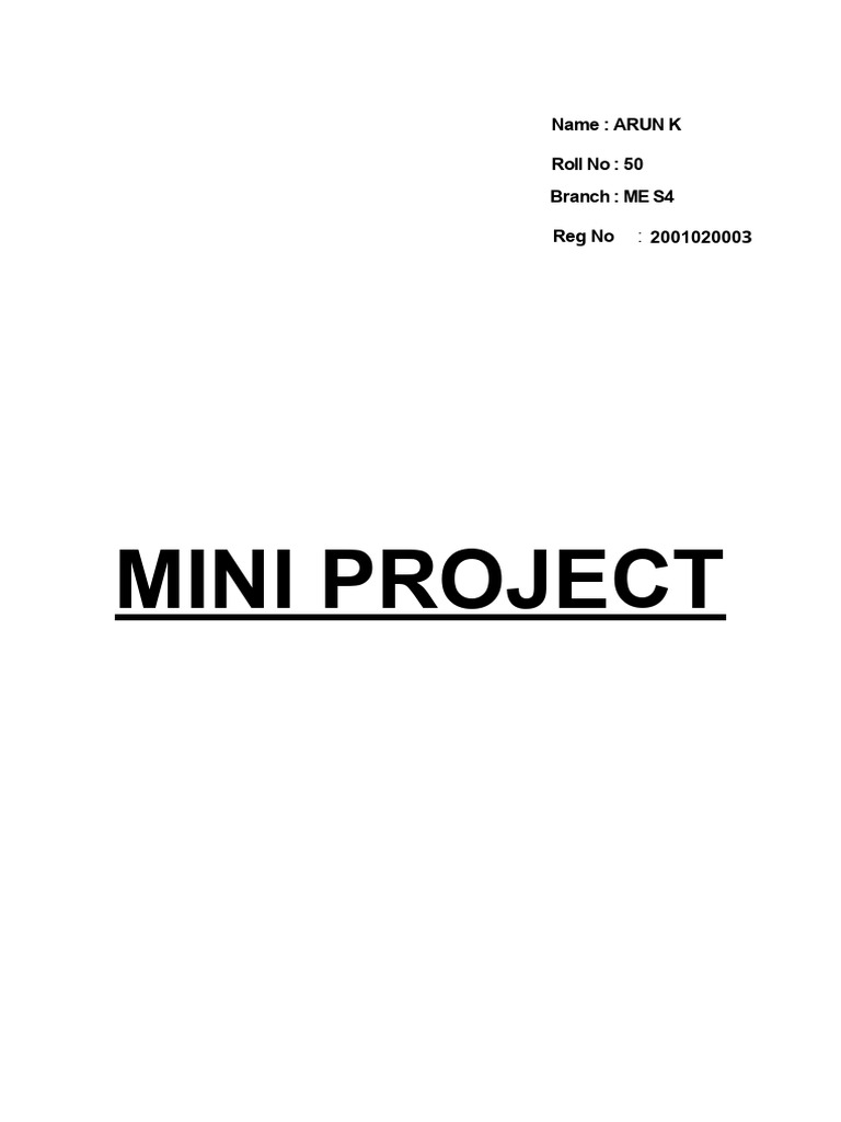 Mini Project (Arun K) | PDF
