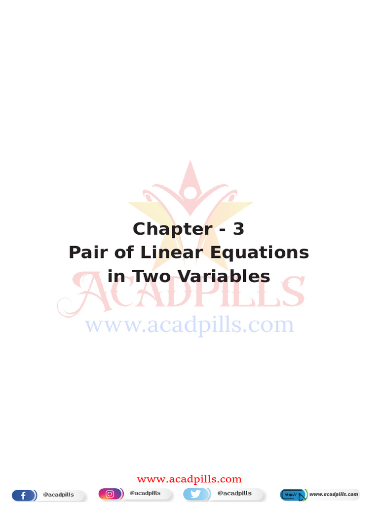 Chapter 3 Pair of Linear Equations in Two Variables | PDF