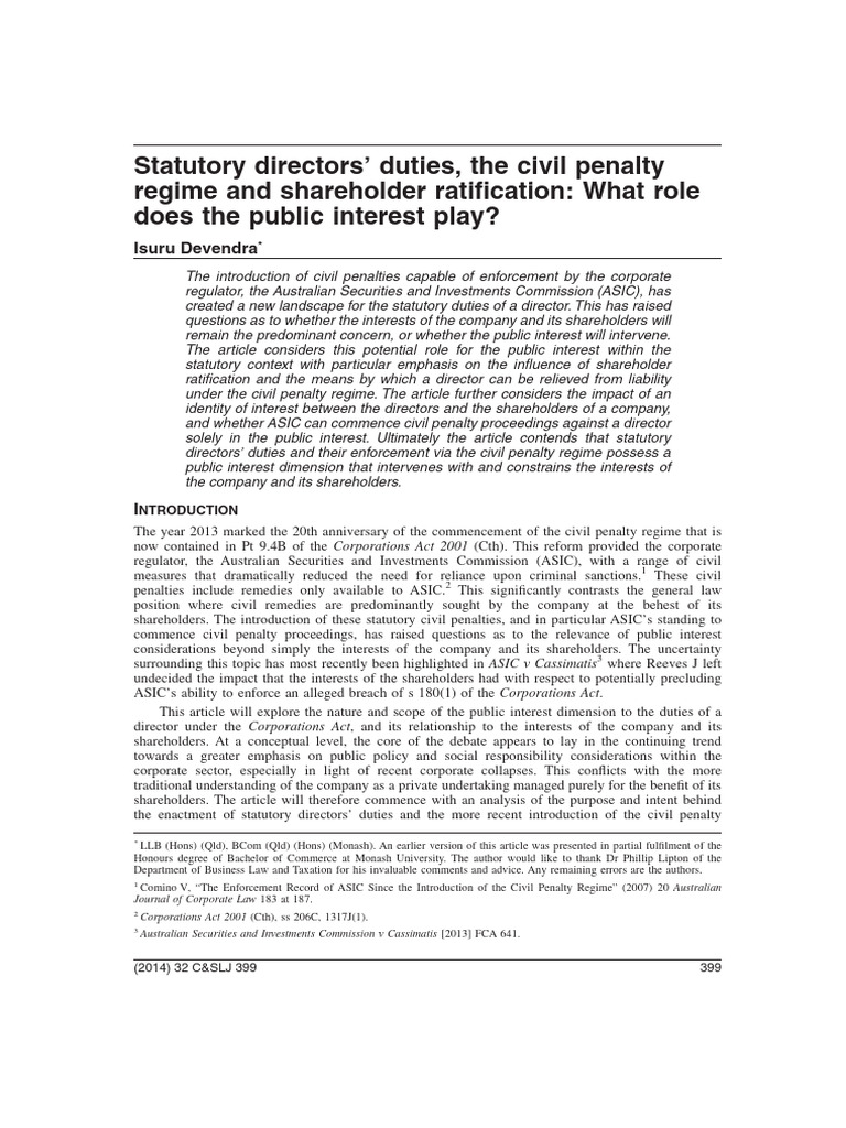 Statutory Directors' Duties | PDF | Fiduciary | United Kingdom ...