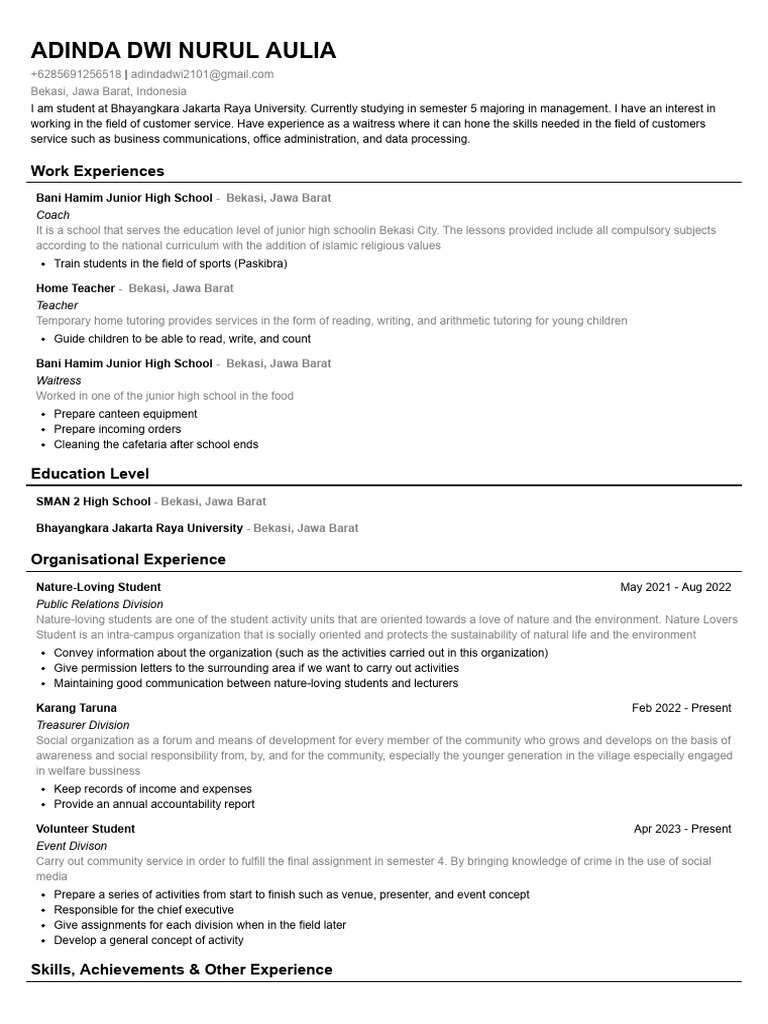 CV_ATS ADINDA DWI NURUL AULIA | PDF