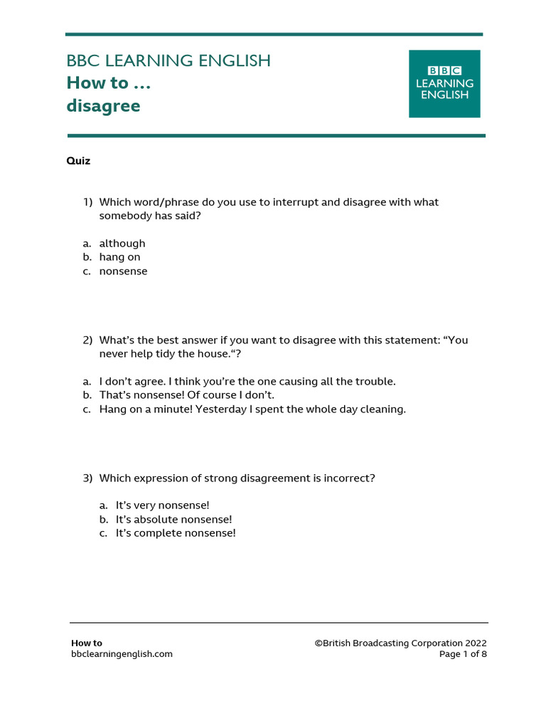 How To Disagree: Polite Expressions | PDF | Verb | Tony Blair