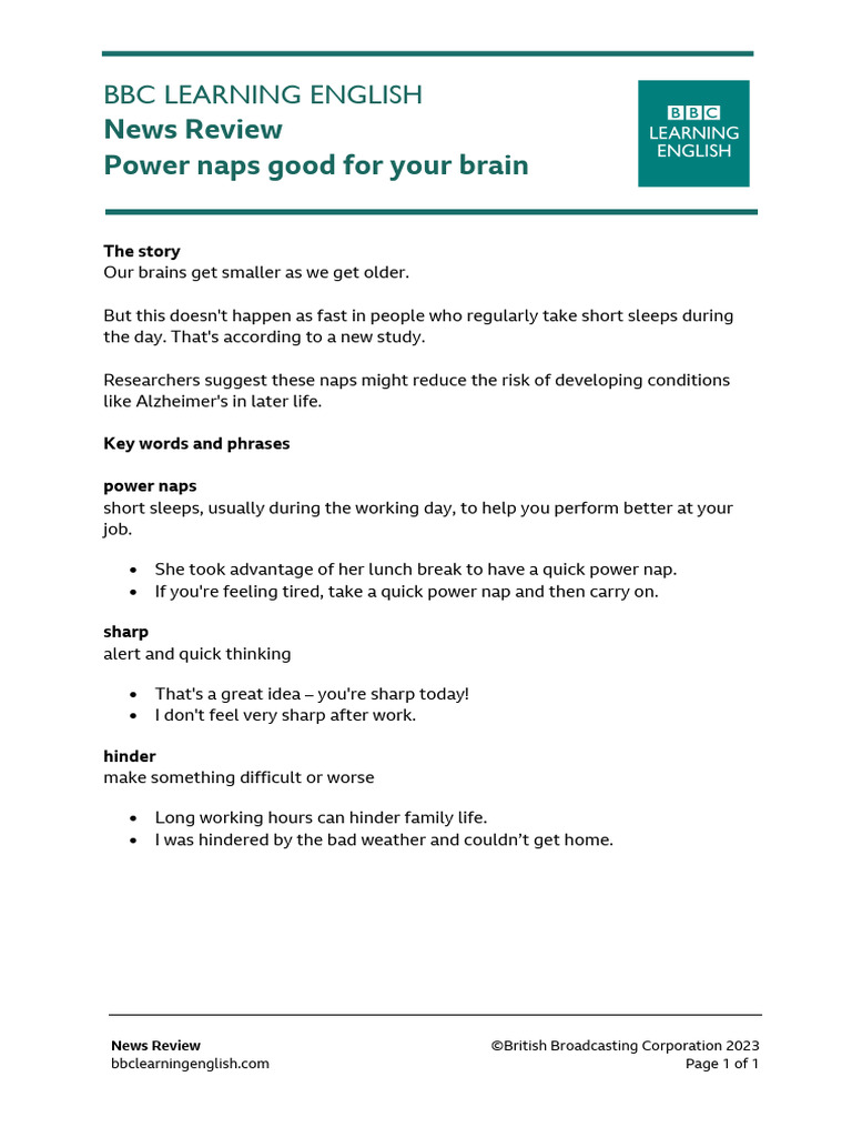 Naps Good For Your Brain | PDF