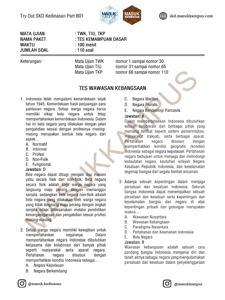 MK Tryout Kedinasan - P 01 | PDF