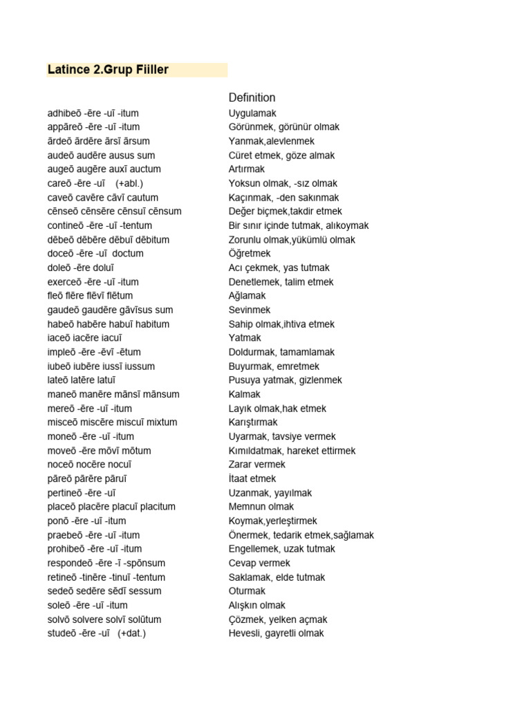 Latince 2.grup Fiiller | PDF