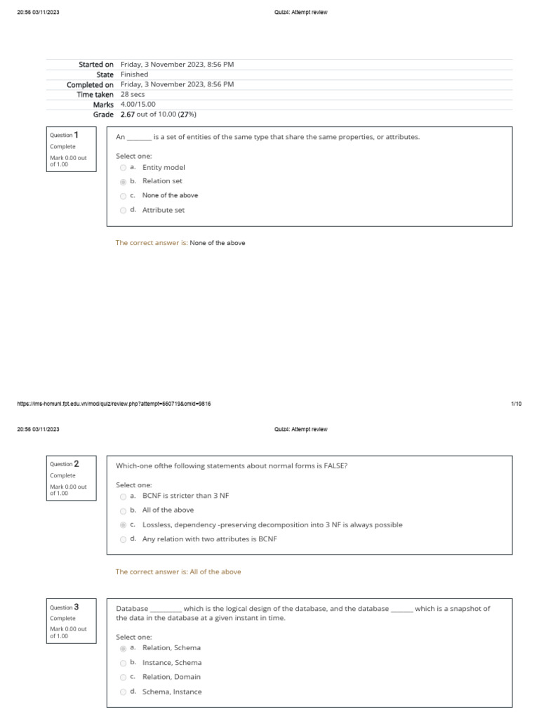Quizz 4 | PDF | Databases | Table (Database)