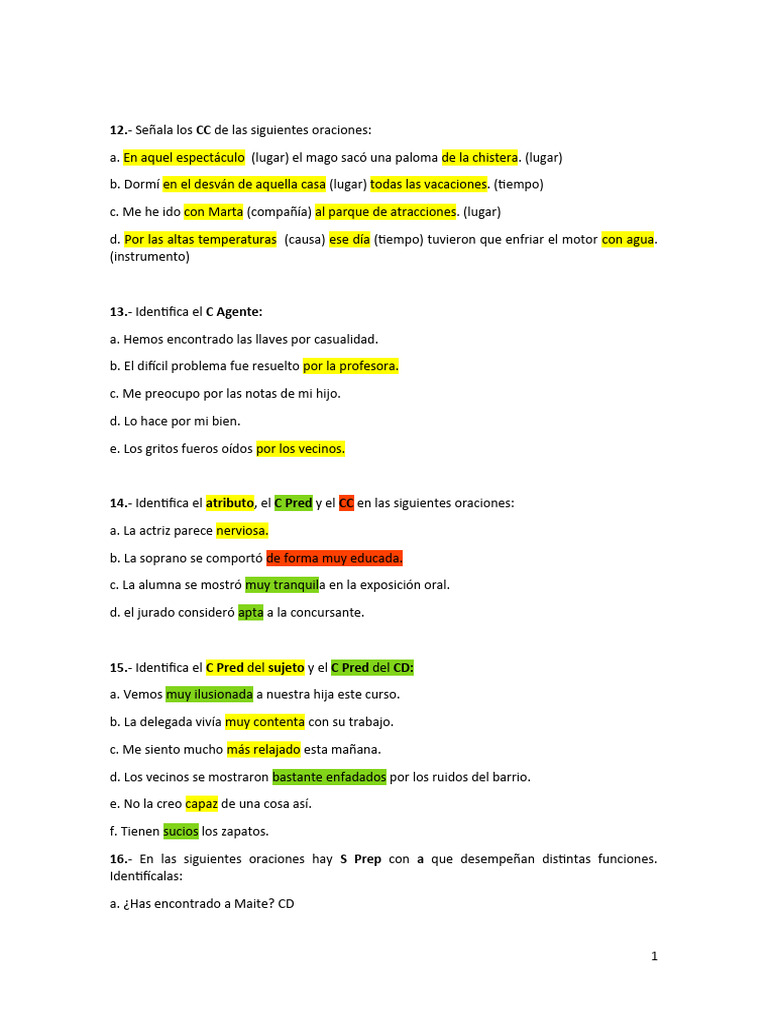 Análisis de Complementos Oracionales | PDF | Arte