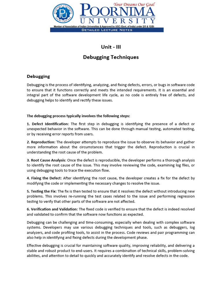 Unit - III Debugging Techniques, Integration Testing, System Testing | PDF