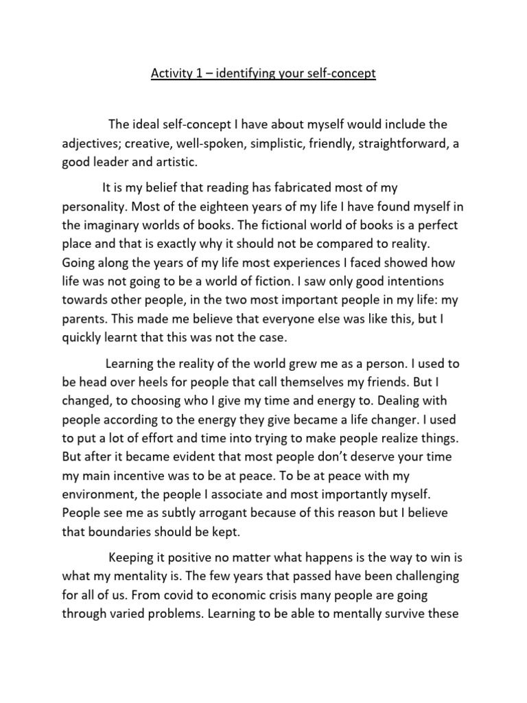 Sample of A Self Concept Writing | PDF