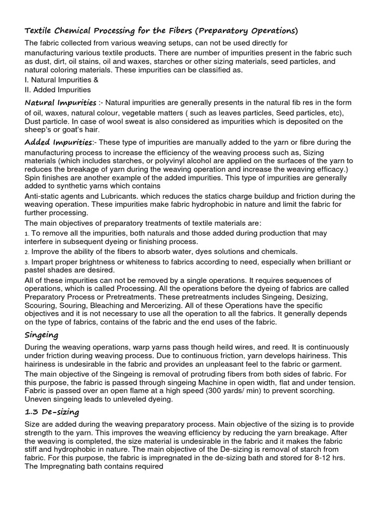 Textile Chemical Processing For The Fibers | PDF | Textiles | Sodium Hydroxide