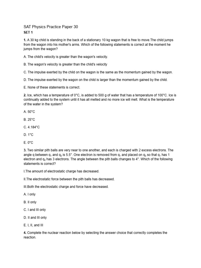 1628687949Rituparna-SAT Physics Practice Paper 30 | PDF
