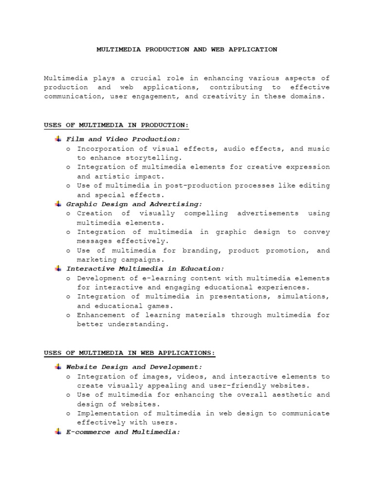 Lesson 1 - Multimedia Production and Web Application | PDF