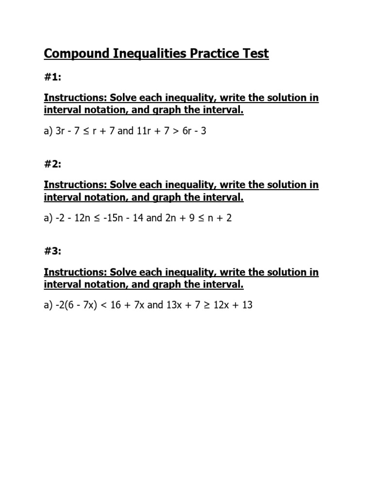 048 12.Compound-Inequalities-Practice-Test | PDF