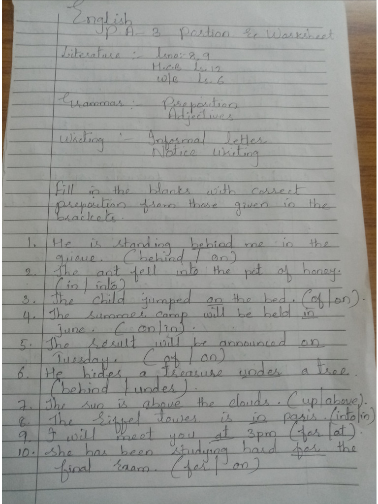 English PA 3 Worksheet | PDF