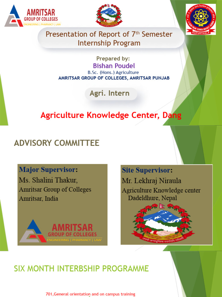 7th Semester Agri Internship Report | PDF