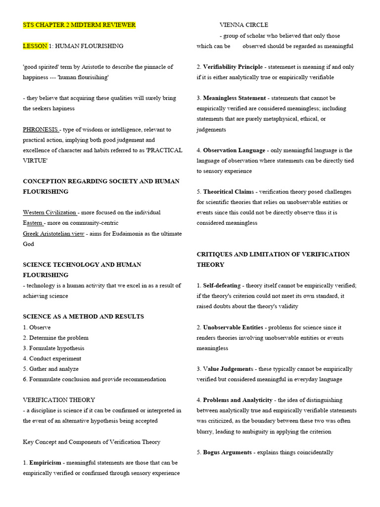 STS Chapter 2 Midterm Reviewer | PDF | Falsifiability | Empiricism