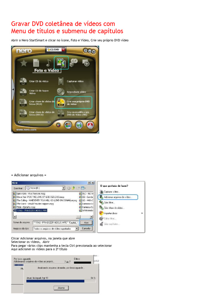 Tutorial Menu DVD Com Nero | PDF | DVD | Vídeo