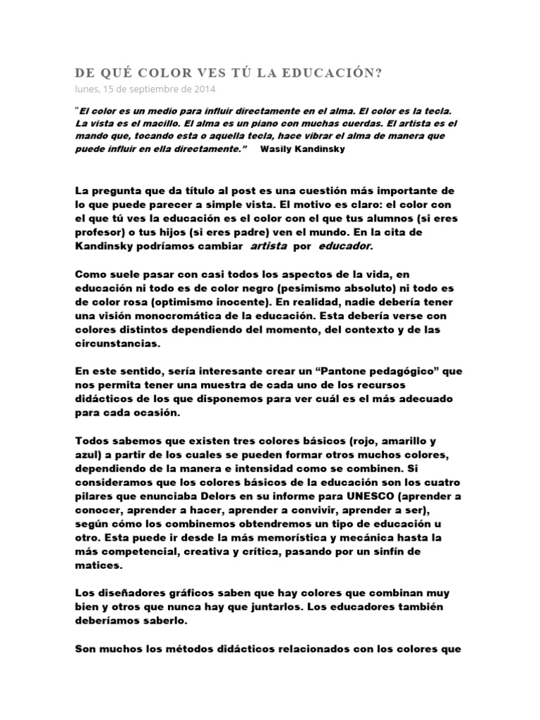De Qué Color Ves Tu La Educacion.. | PDF | Color | Wassily Kandinsky