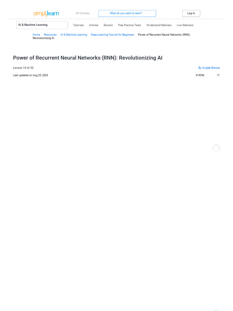 Power of Recurrent Neural Networks (RNN) - Revolutionizing AI | PDF | Artificial Neural Network ...
