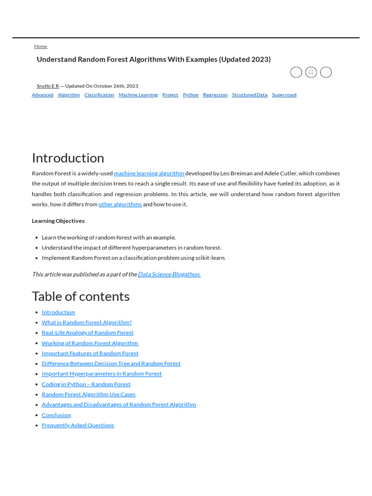 Random Forest Algorithms - Comprehensive Guide With Examples | PDF | Machine Learning | Applied ...