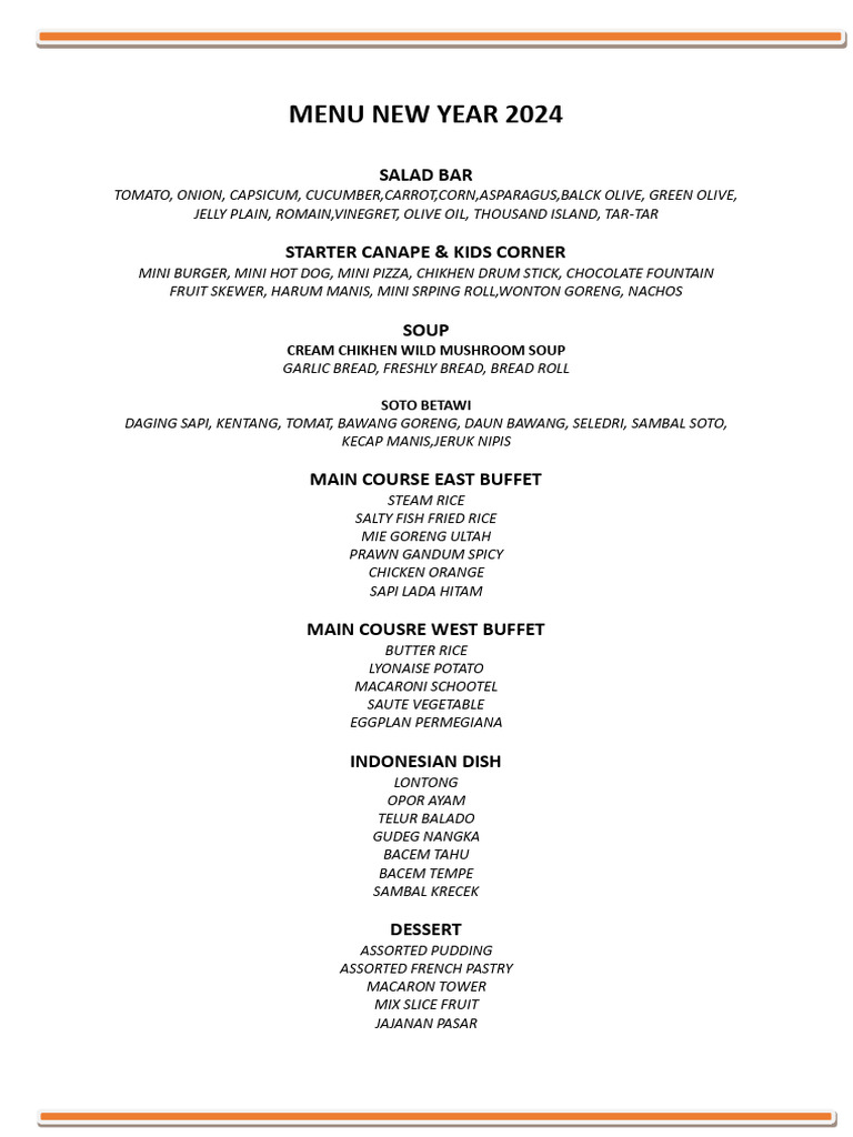 Menu New Year 2024 | PDF