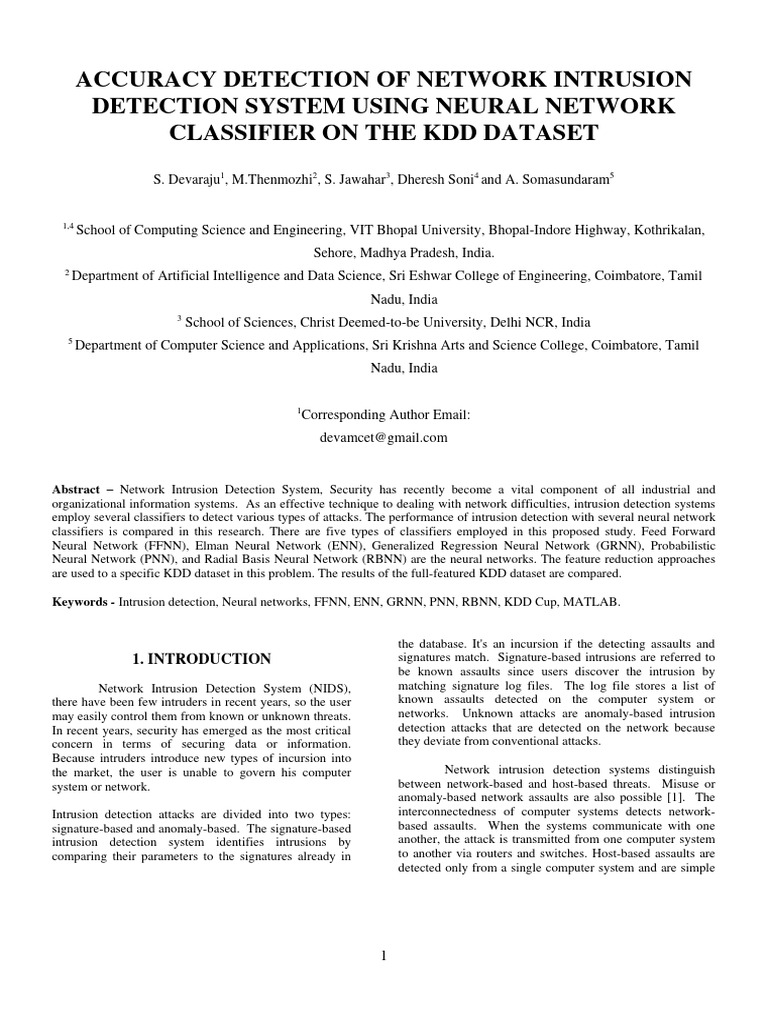 Ieee Intrusion Detection System Using Neural Pdf Artificial Neural Network Data Mining