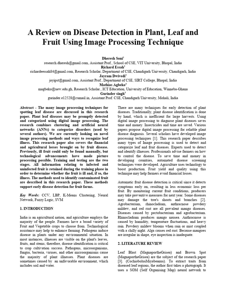 Dheresh_A Review on Disease Detection in Plant, Leaf and Fruit Using Image Processing Technique ...