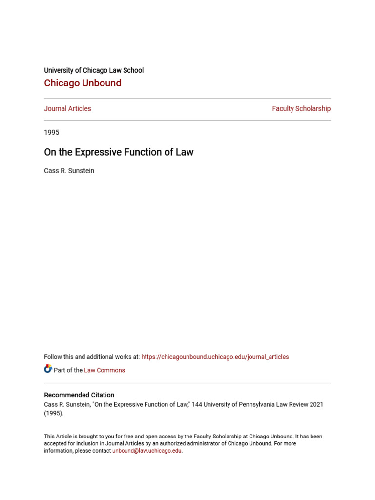 On The Expressive Function of Law | PDF | Politics | Social Science