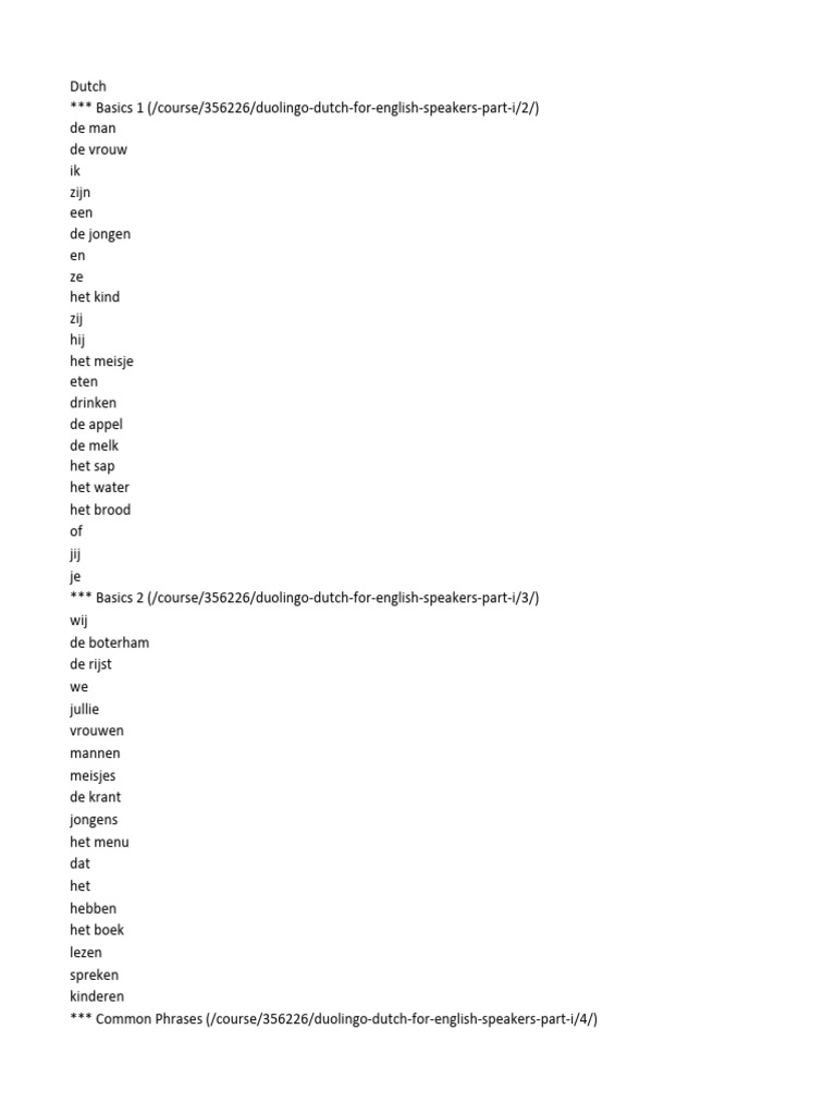 Dutch Vocabulary | PDF