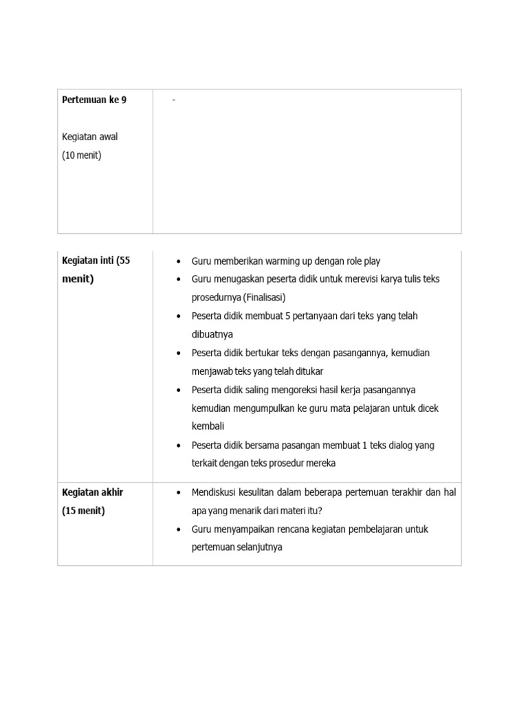 Detail Pertemuan - Membacakan Teks Dialog Dari Procedure Text | PDF