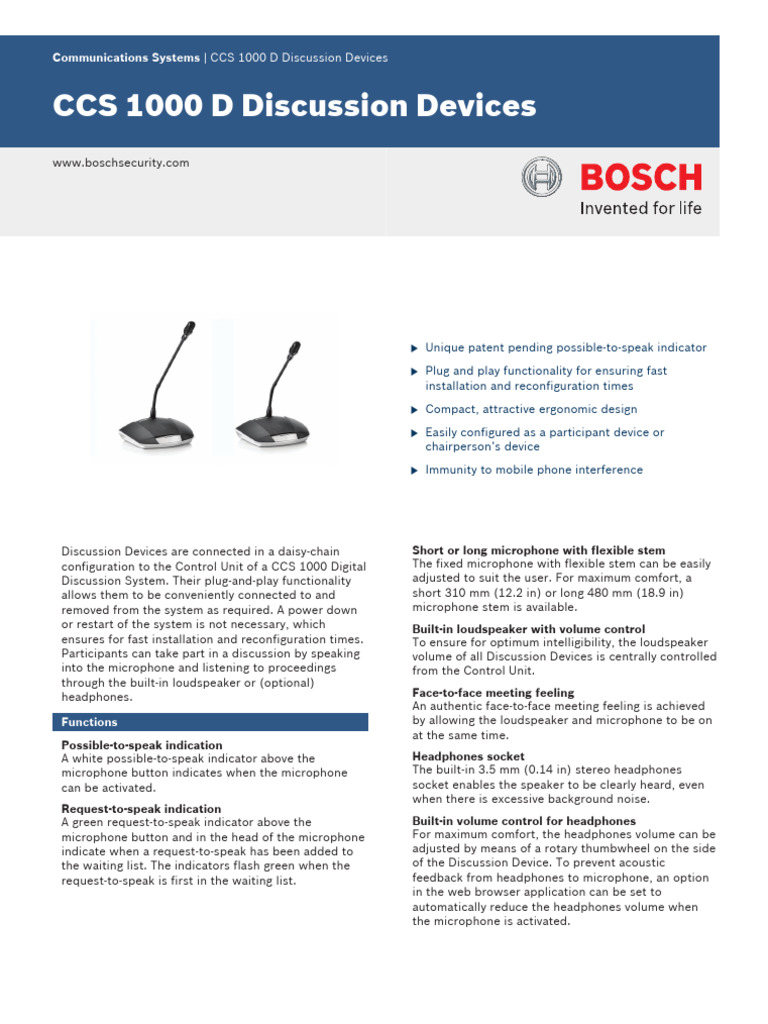 Ccs 1000 D Digital Discussion System | PDF | Headphones | Microphone