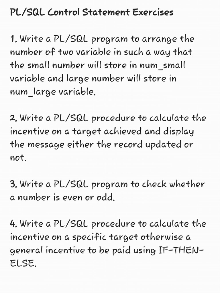 PL Control Structure Exercises | PDF PL Control Structure Exercises | PDF