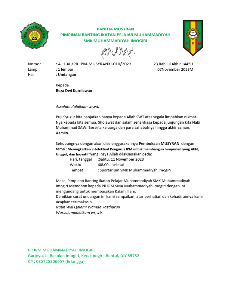 Undangan IPM Musran | PDF